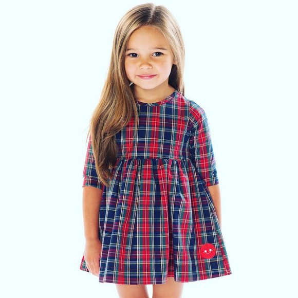 Smiling Button | Dresses | Nwot Girls Smiling Button Plaid Winnie Dress ...